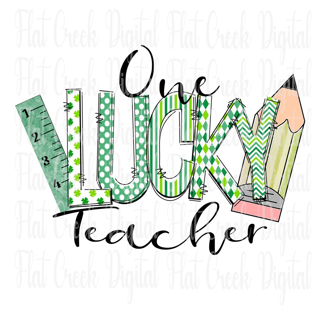 One Lucky Teacher With Shamrocks and School Supplies for St Patricks ...