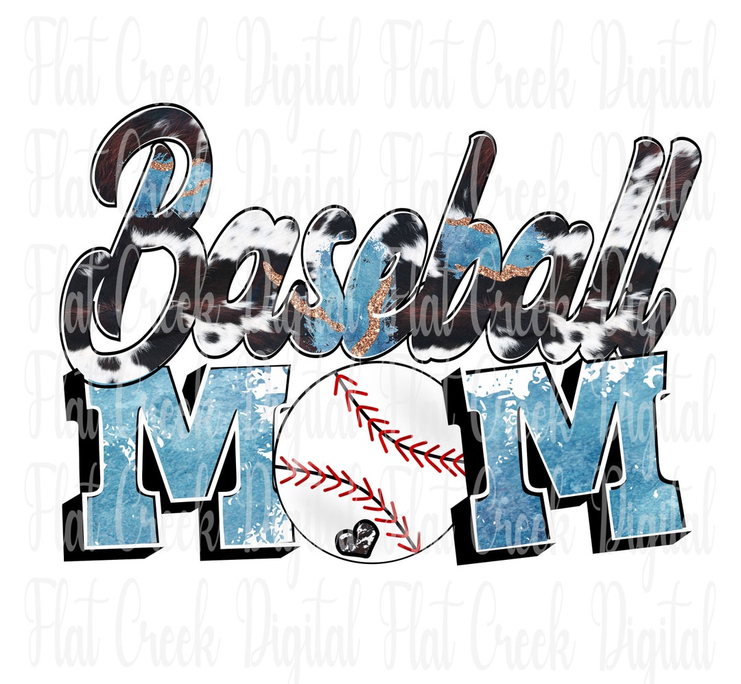 Baseball Mom With Cow Print and Gold Glitter, Mom PNG for Baseball With ...