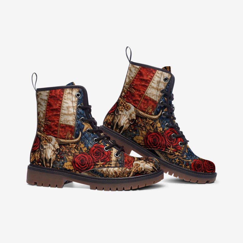 Red Roses and Skull Boots - Etsy