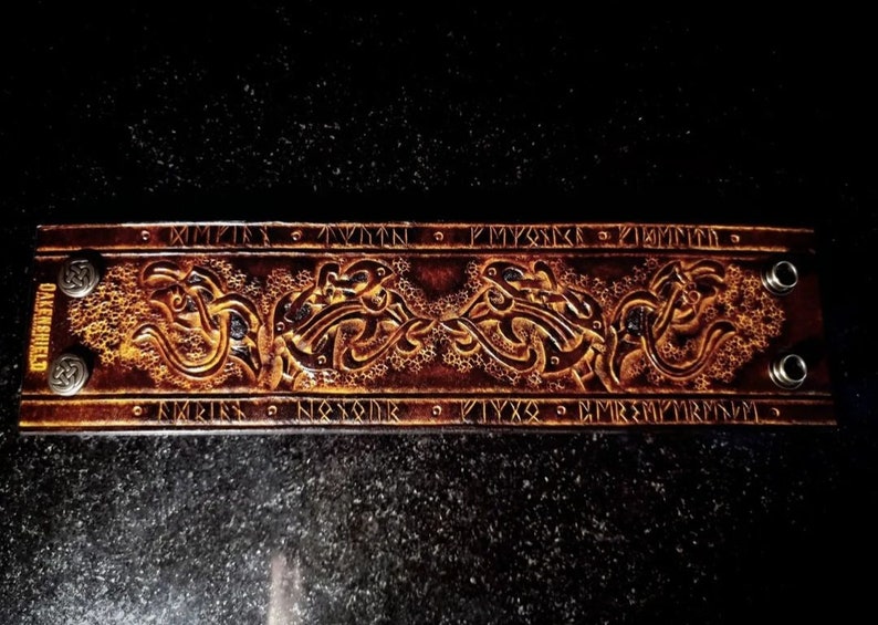 Rune Snake Bracelet Viking Bracelet Gift for Friend Leather Bracelet ...