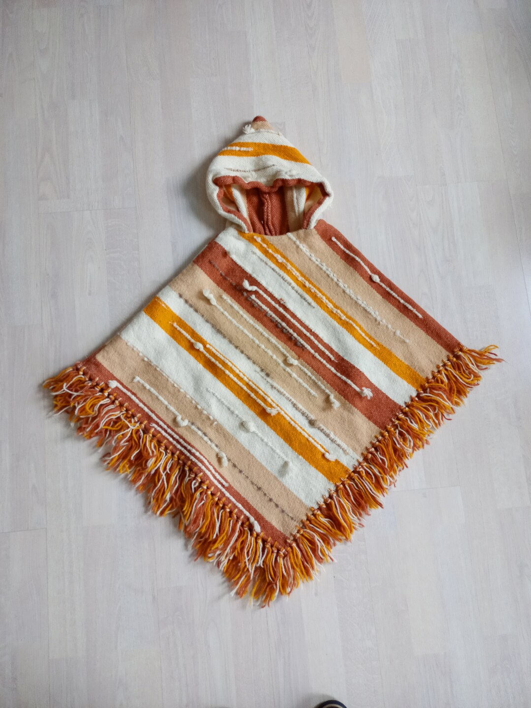 Vintage Children's Woven Poncho/hand Made Poncho/boho/fringes - Etsy