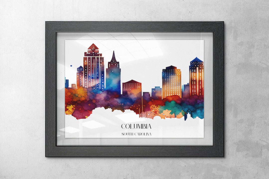 Columbia City Skyline Columbia Print Columbia Art City Skyline - Etsy