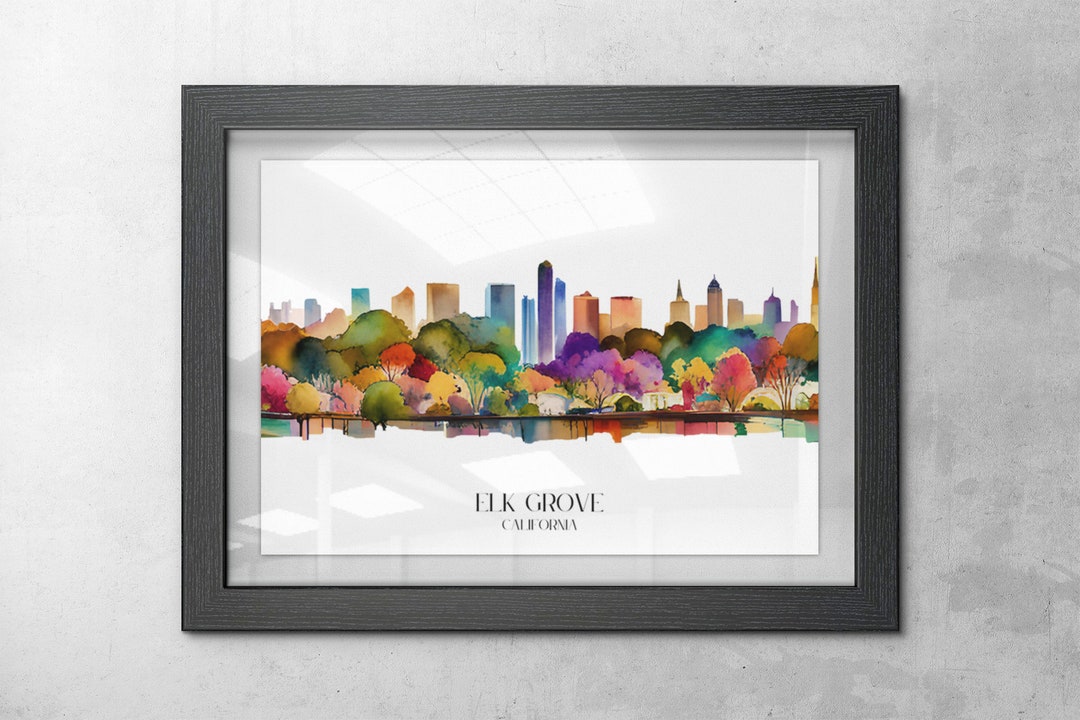 Elk Grove City Skyline Wall Art Home Decor Travel Gift - Etsy
