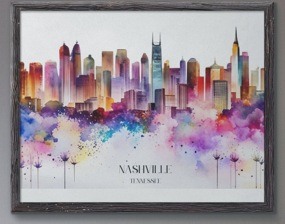 Nashville Skyline Nashville Art Print Tennessee Skyline Nashville Print ...