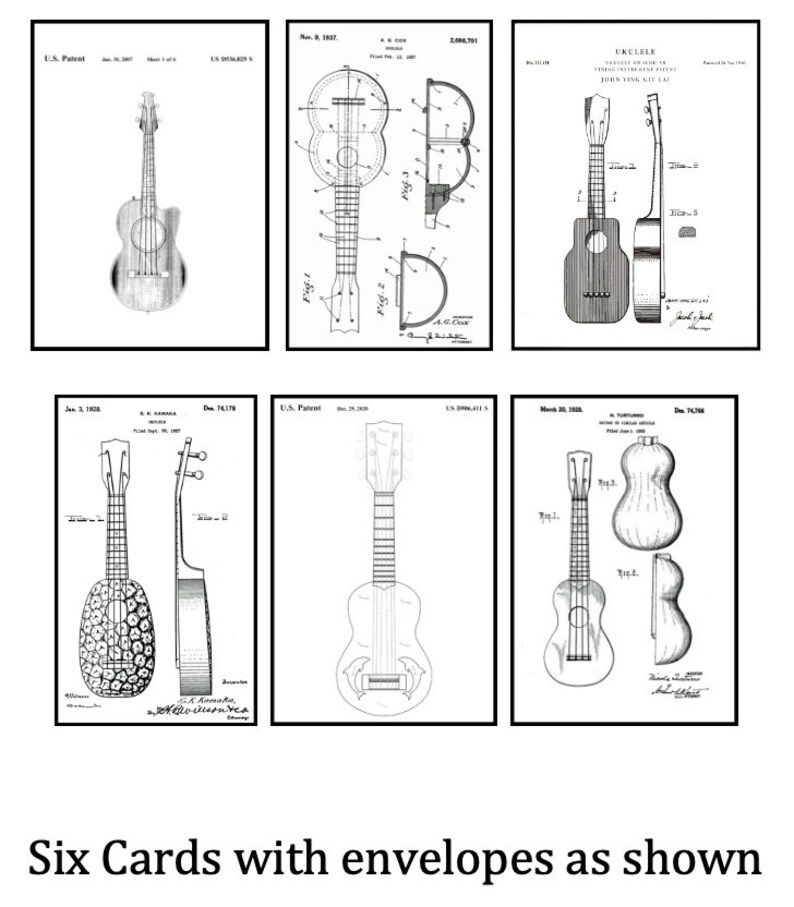 Ukulele Patent Drawings Greeting Note Cards Boxed Set of 6 - Etsy
