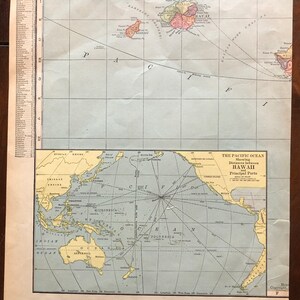 Map of Hawaiian Islands Pacific North America C S Hammond 1907 - Etsy