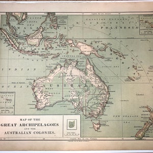 Antique Polynesian Map 1875 Physical Polynesia Australia Hawaii Harper ...