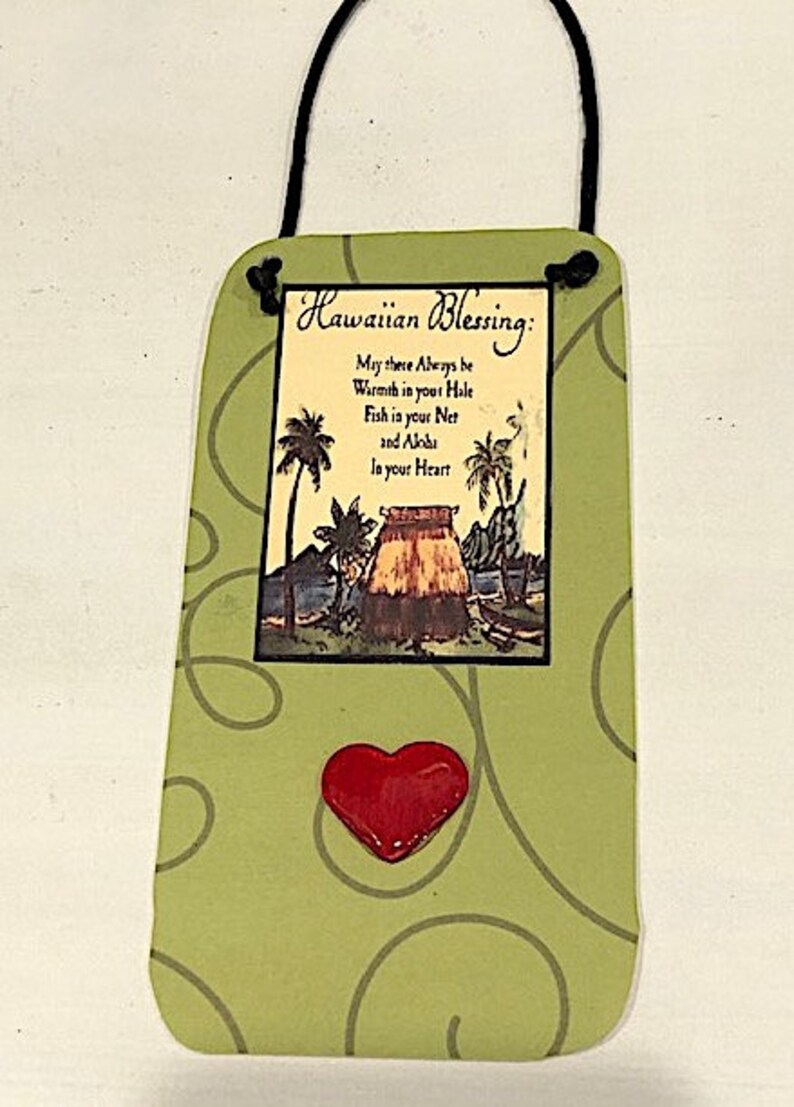 Handmade Hawaiian Blessing Sign With Red Heart - Etsy