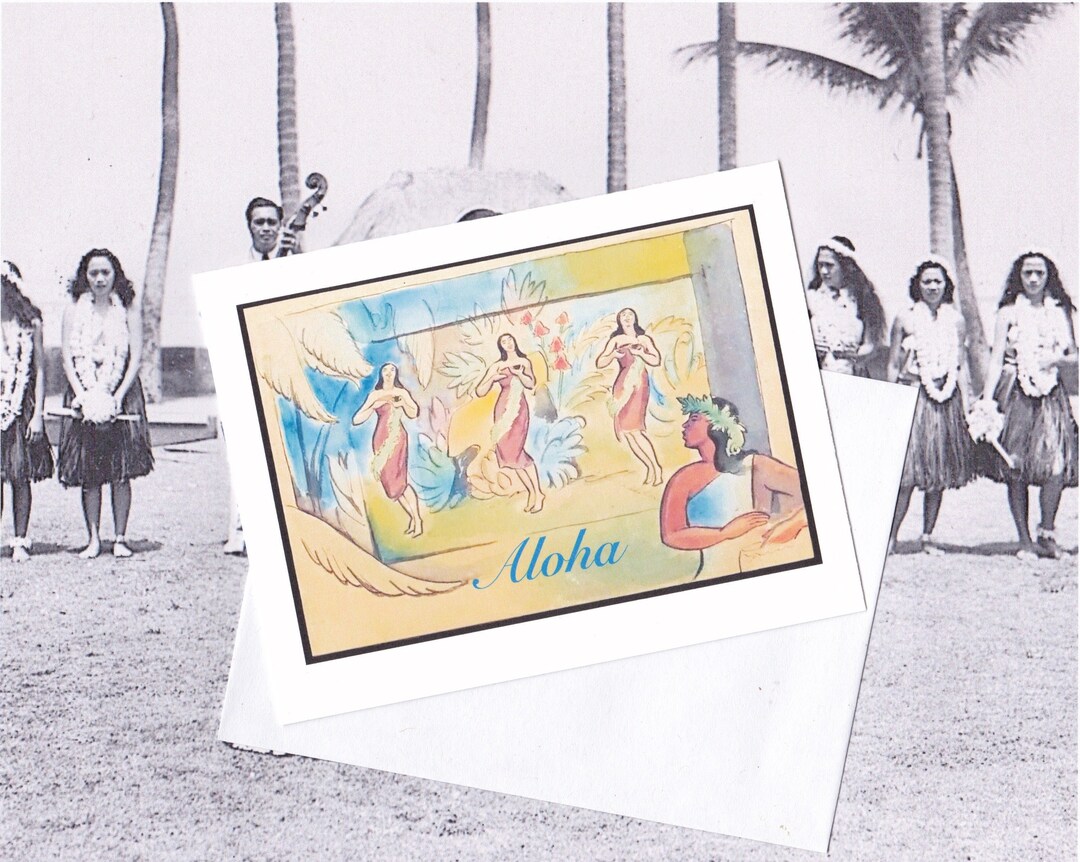 ALOHA Hula Dancers - Greeting Note Card - Etsy
