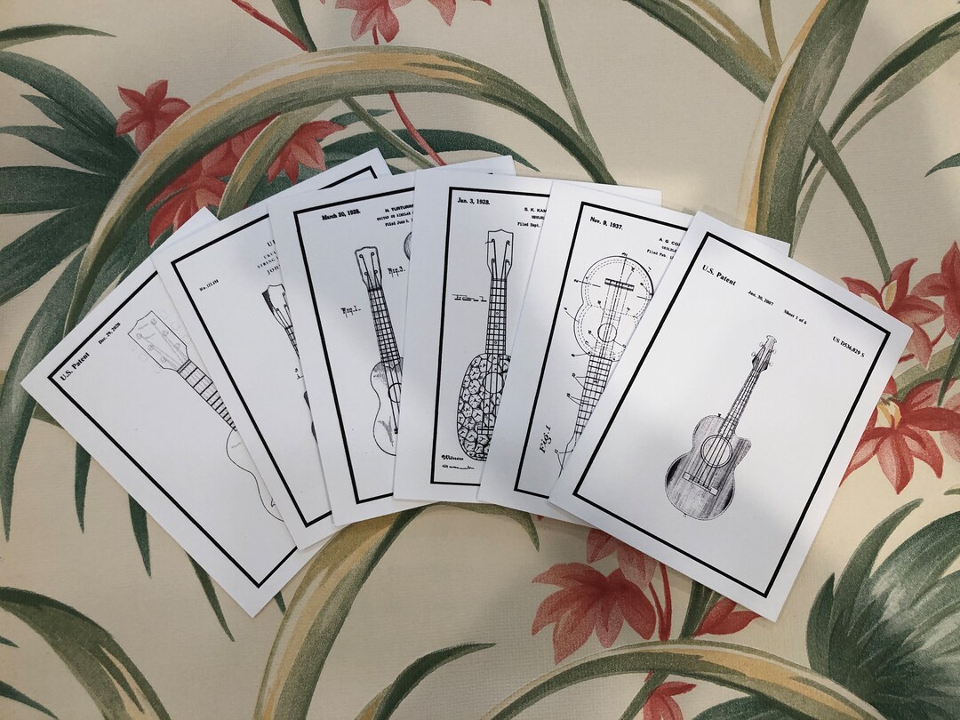 Ukulele Patent Drawings Greeting Note Cards Boxed Set of 6 - Etsy