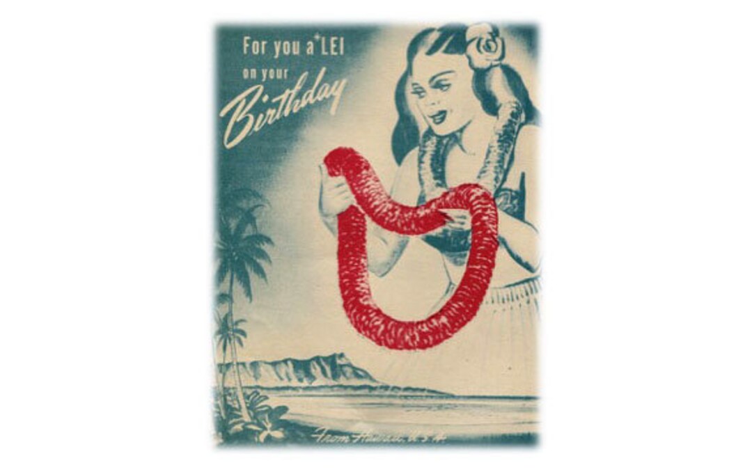 Birthday Greeting Note Card - for You a Lei on Your Birthday - Etsy