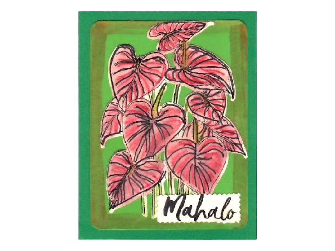 Mahalo Thank You Note Card: Red Anthurium Flowers - Etsy