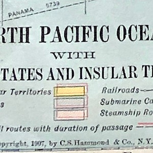 Map of Hawaiian Islands Pacific North America C S Hammond 1907 - Etsy