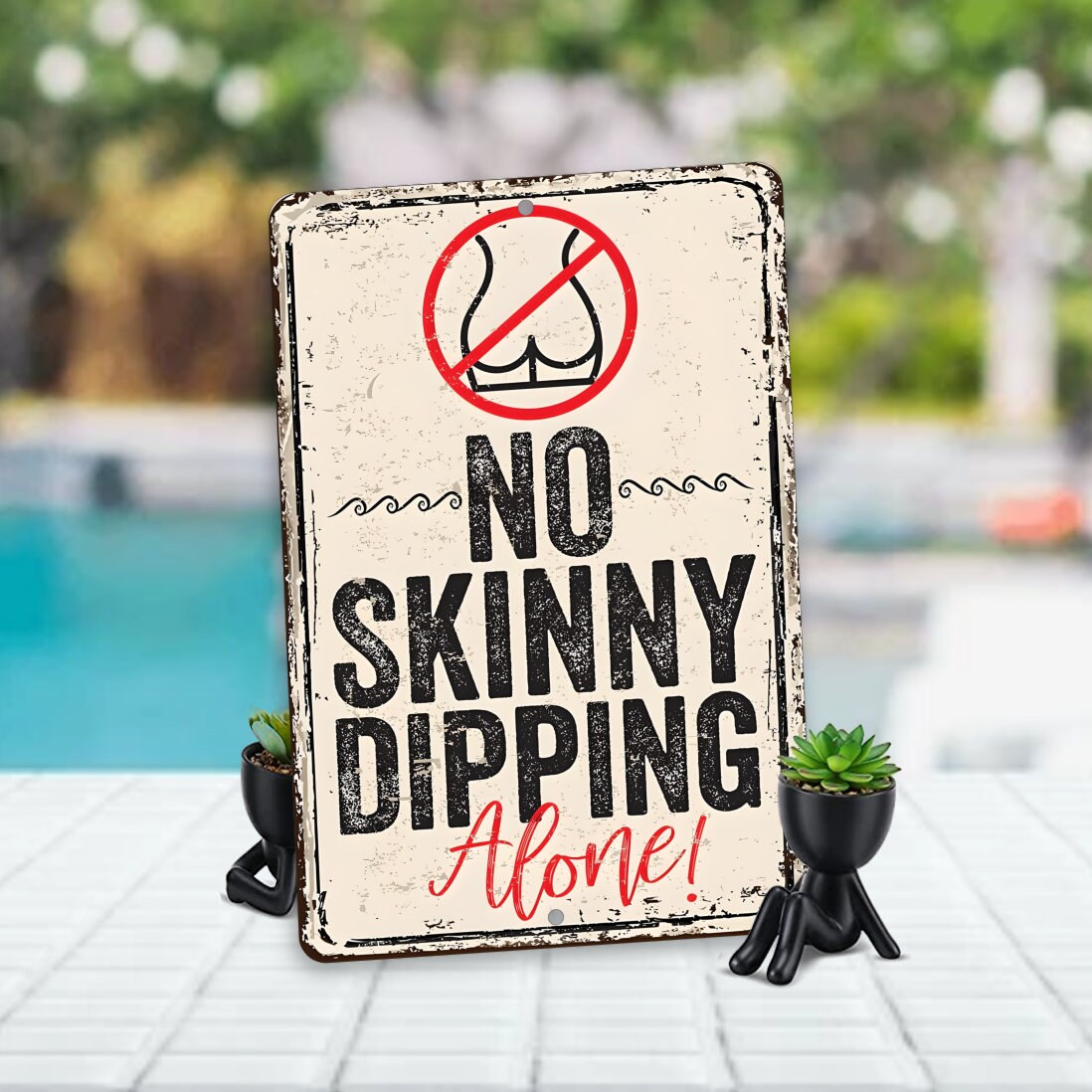 No Skinny Dipping Alone Aluminum Sign, Fridge Magnet, Indoor Outdoor ...