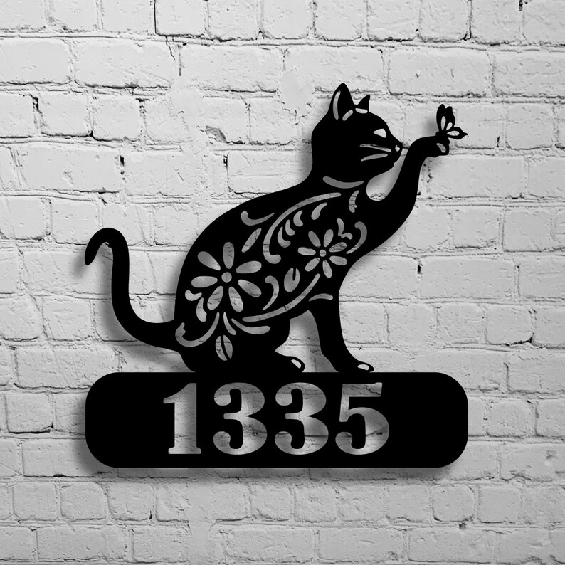 Custom Cat Address Sign for House Cat Decor for Home - Etsy