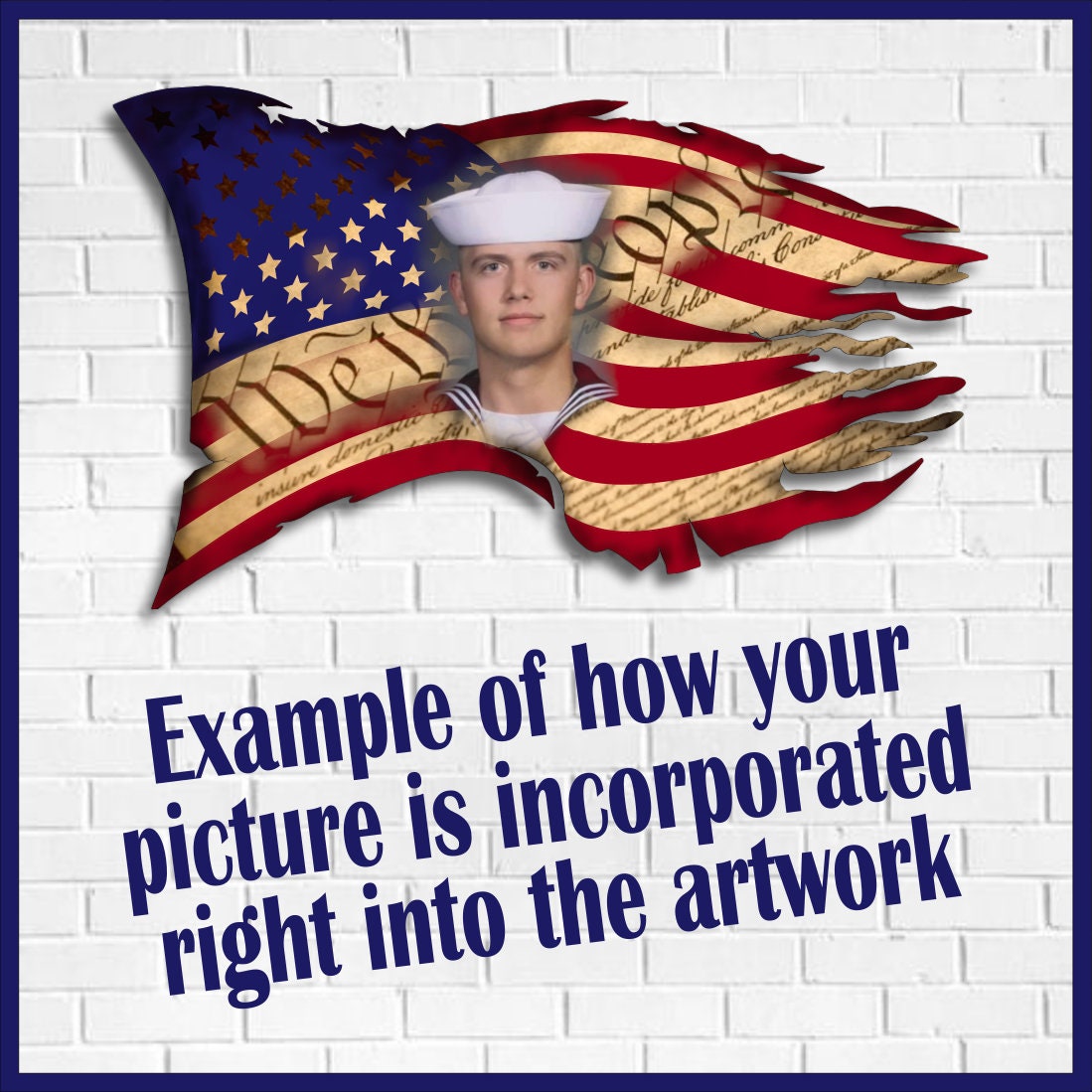 Personalized Tattered American Flag, Thin Blue Line, Officer Memorial ...