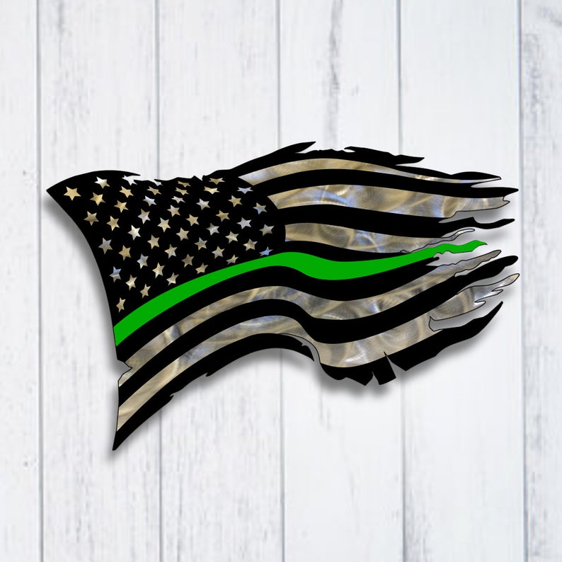 Metal Tattered Flag Thin Blue Line Thin Green Line Thin Red - Etsy