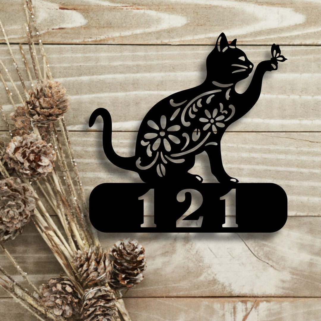 Custom Cat Address Sign for House, Cat Decor for Home, Personalized New ...
