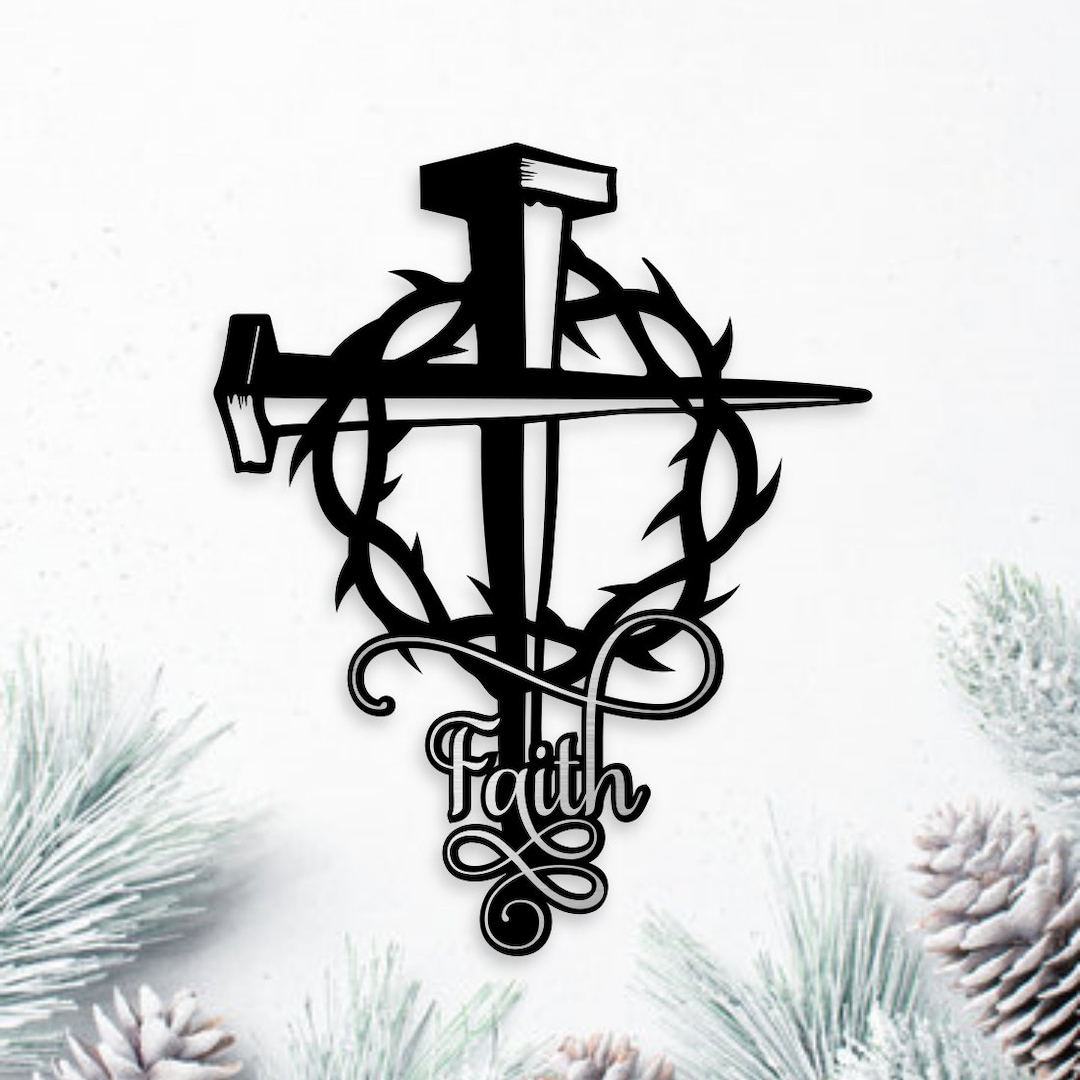 Metal Faith Cross Sign, Christian Metal Wall Art, Religious Metal Sign ...