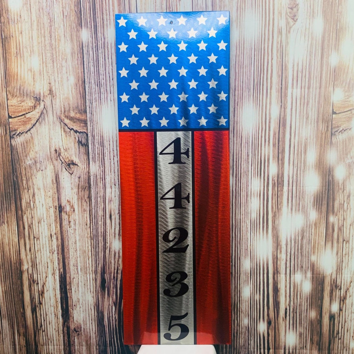 American Flag Address Sign, Patriotic Outdoor Decor, Metal Address Sign ...