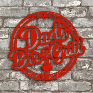 Dad's Bar and Grill Metal Sign, Father's Day Gift for Dad, Outdoor Bar ...