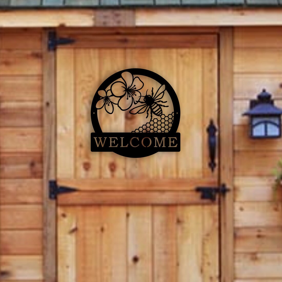 Metal Honey Bee Welcome Sign, Front Door Sign, Outdoor Metal Art ...