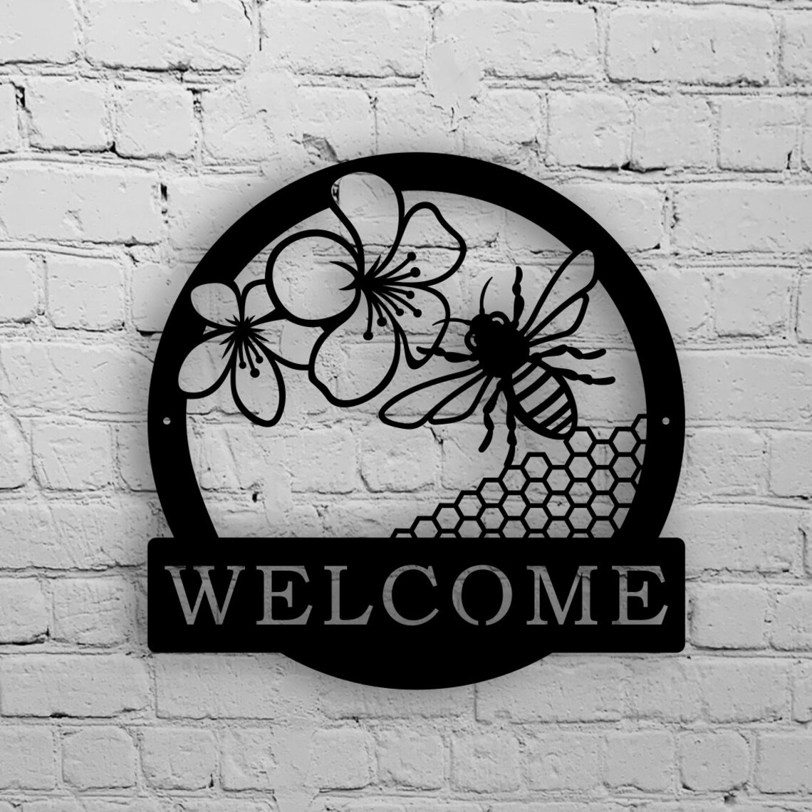 Metal Honey Bee Welcome Sign Front Door Sign Outdoor Metal - Etsy