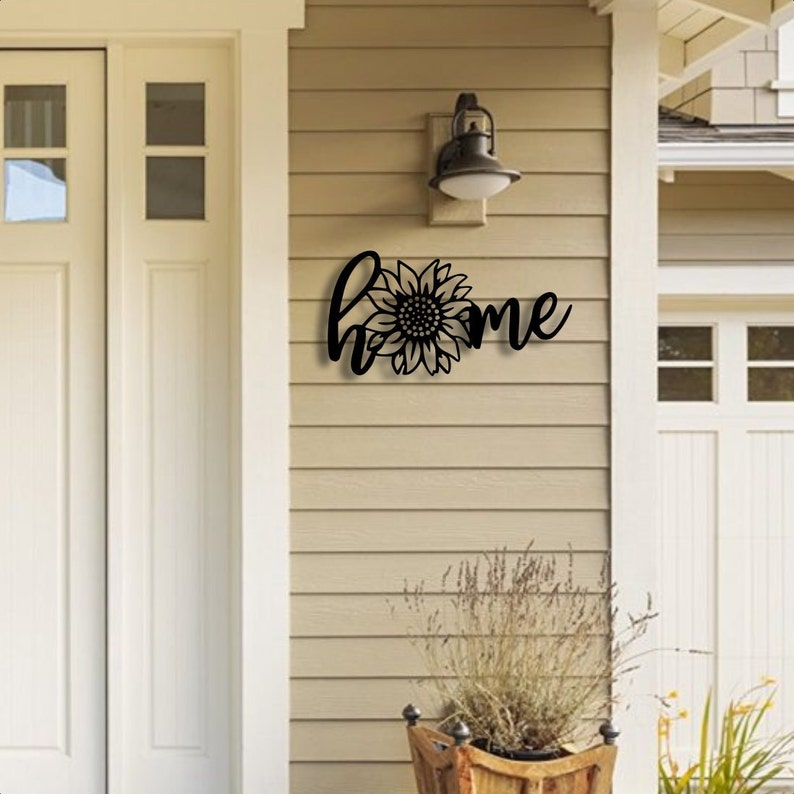 Sunflower Home Sign Metal Wall Decor Garden Art | Etsy