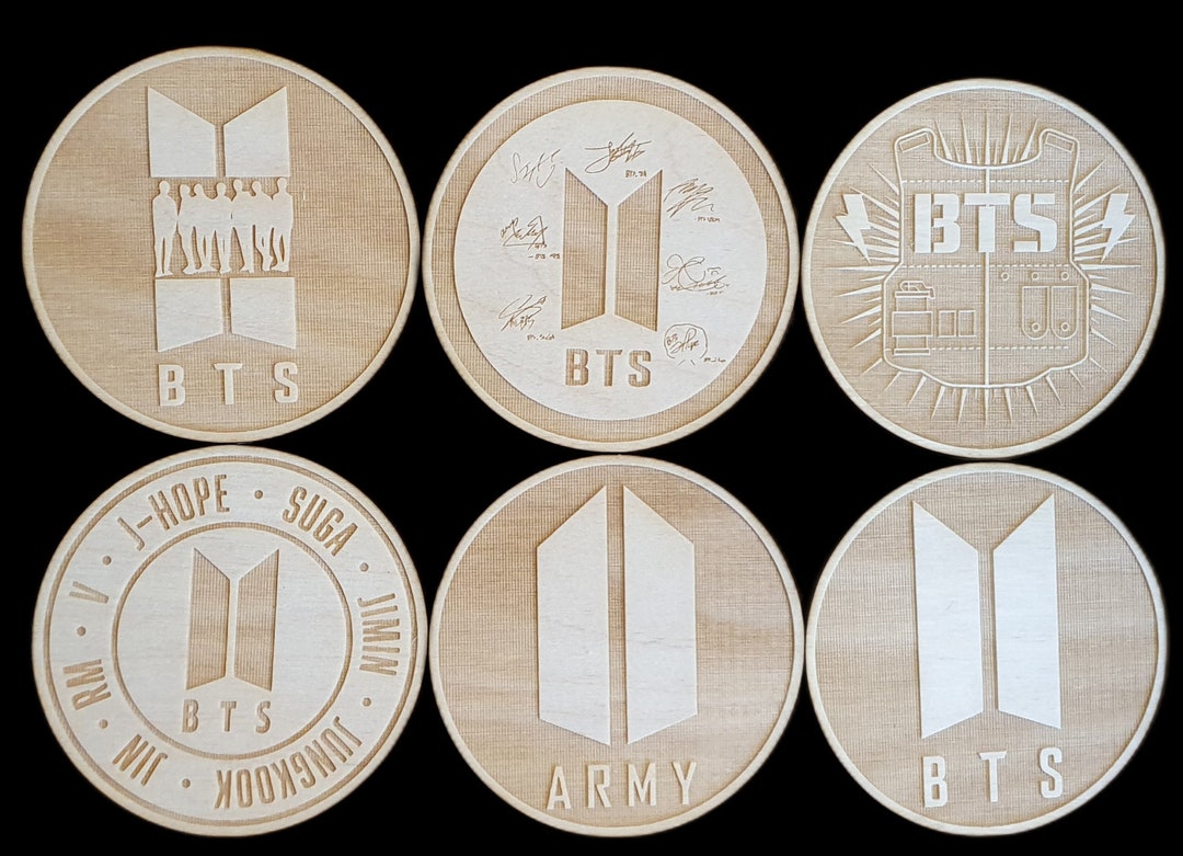 BTS Wood Coasters,bangtanboys, Namjoon, Seokjin, Yoongi, Hoseok, Jimin ...