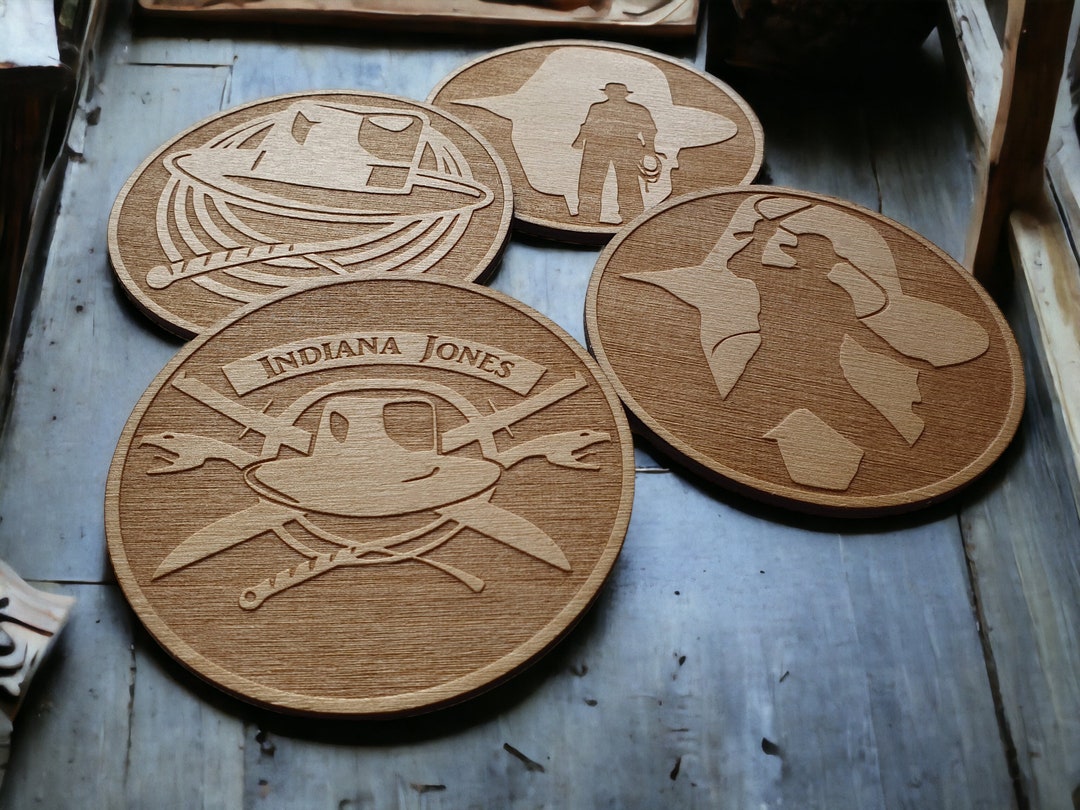 Indy Jones Coasters Indiana Jones Wooden Coaster 4 Indiana Jones Themed ...