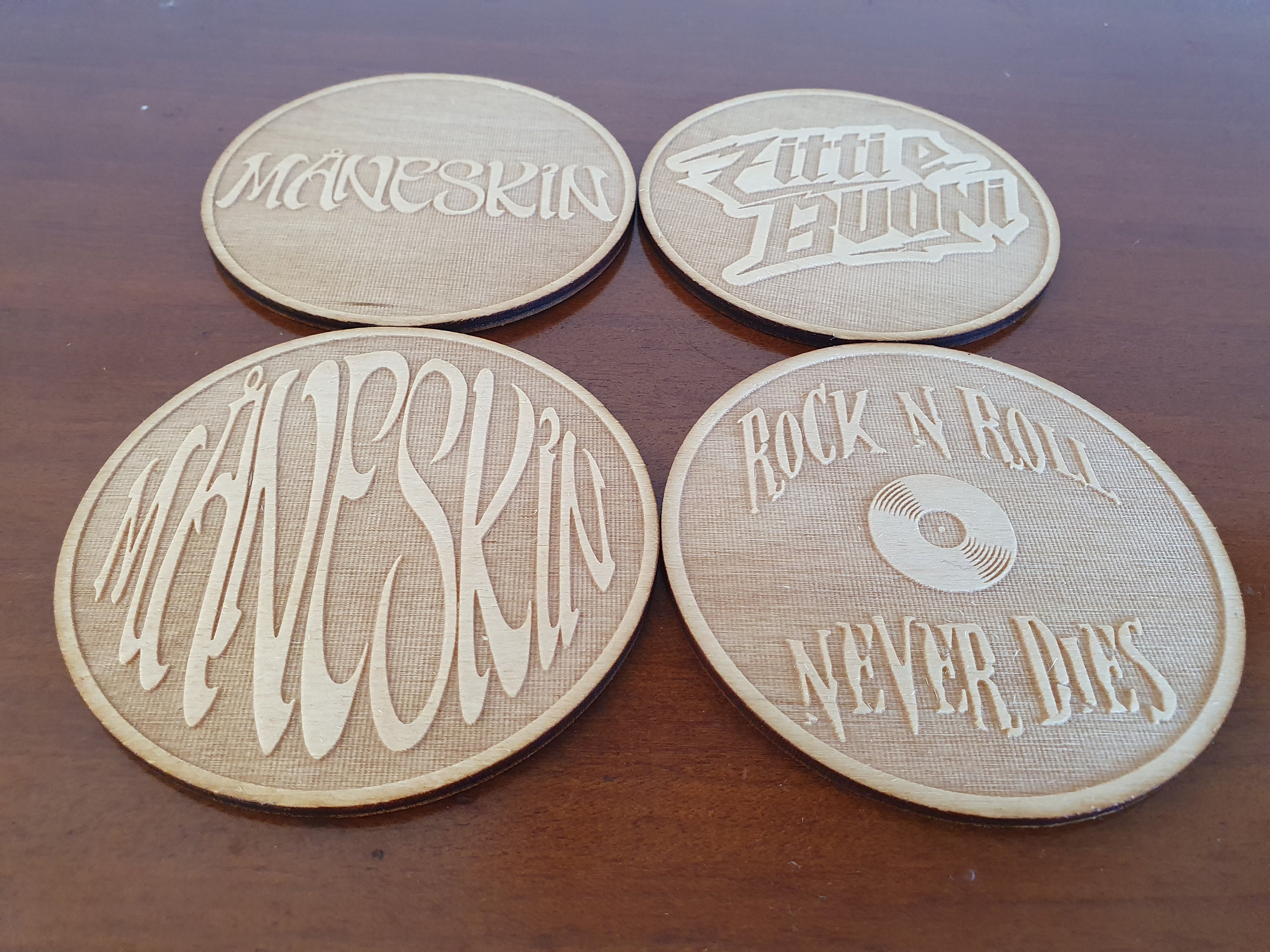 Måneskin Wood Coasters Four Rock Coasters Italian Rock Band Maneskin ...