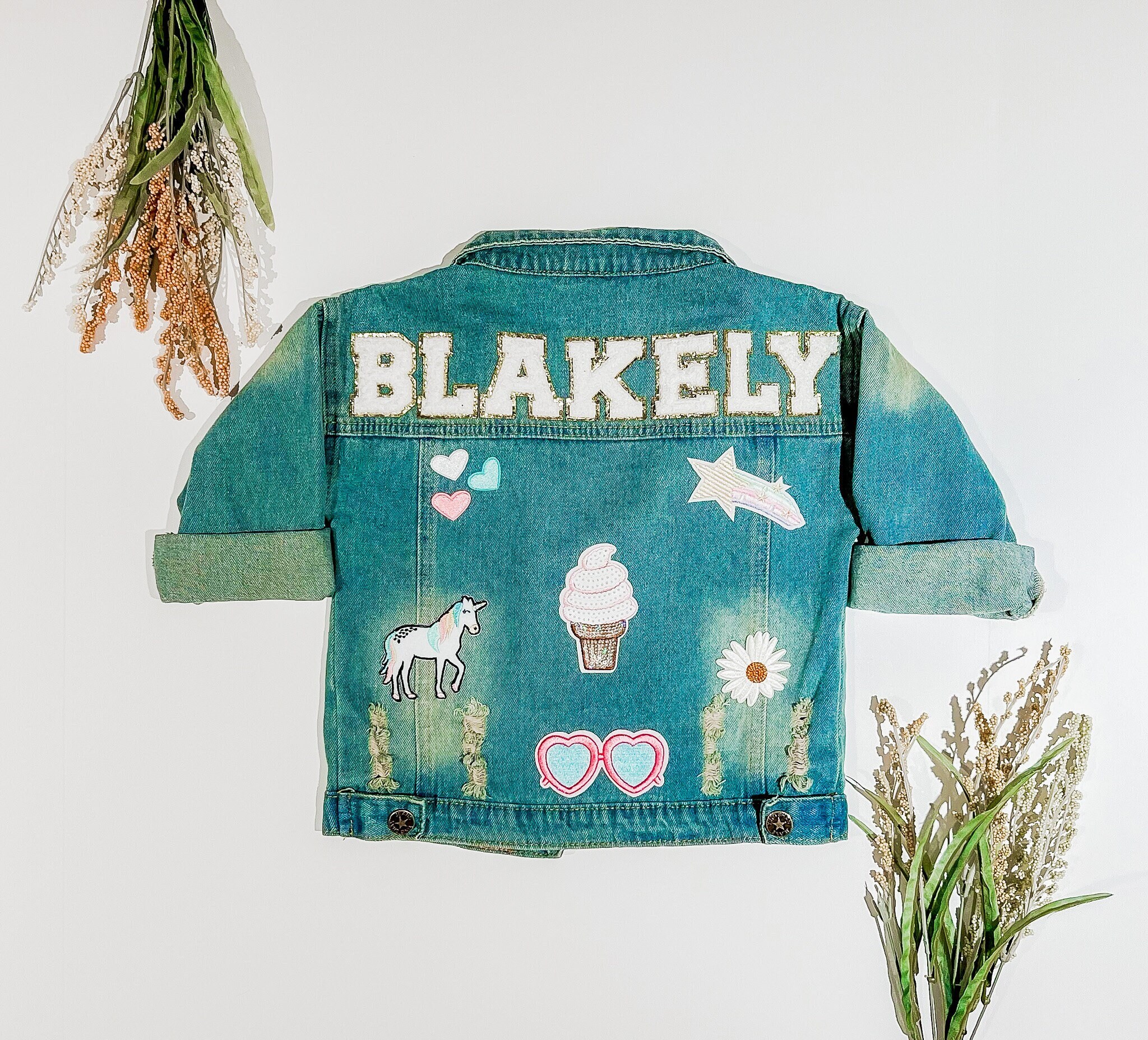 Chenille Letter Patch Jean Jacket, Custom Denim Jackets for Kids, Girls ...