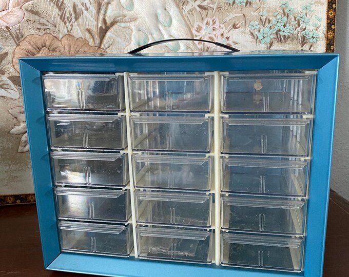 Vintage Storage Drawers, Stackable Drawers, Tabletop Akro-mils Blue ...