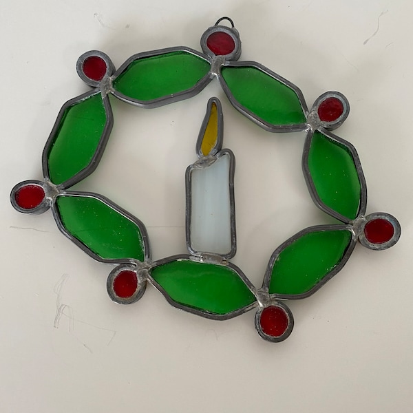 Christmas Stained Glass Wreath - Etsy