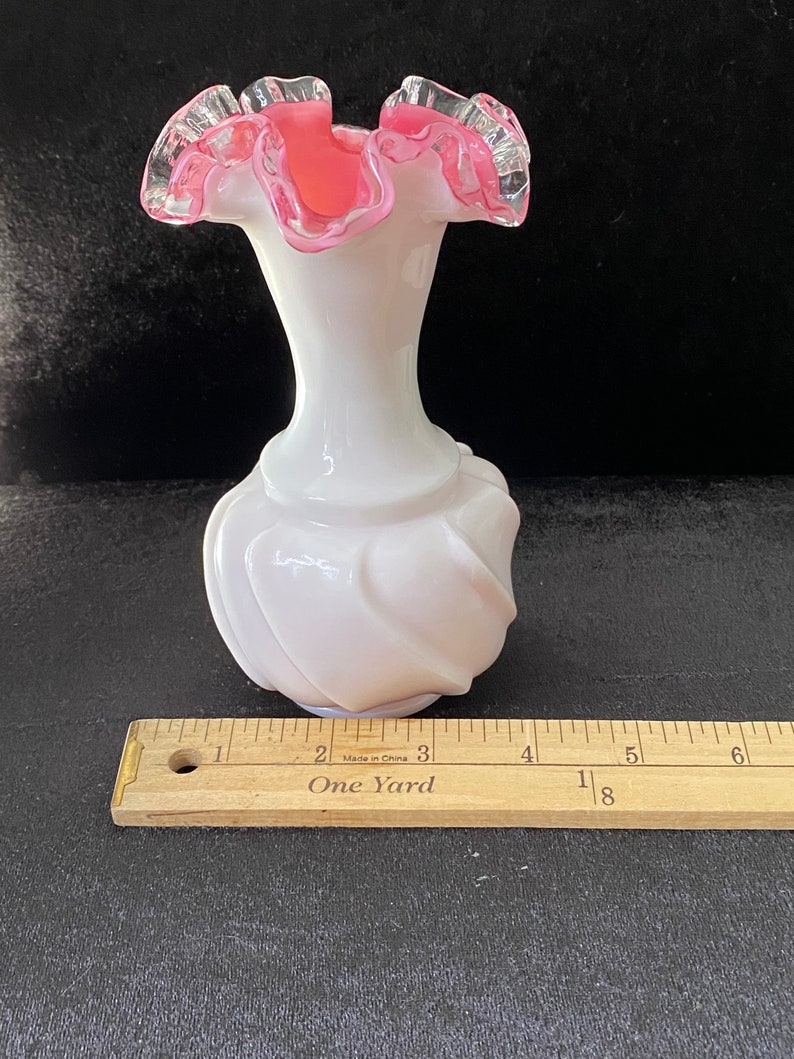 Fenton Peach Crest Blow Cased Pink White Glass Vase Swirl 6.5 Inch - Etsy