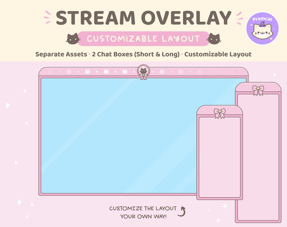 Twitch Overlay Customizable Stream Set 6 Overlays Kawaii - Etsy