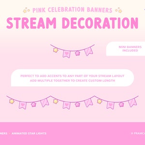 Pink Birthday Stream Decoration, Animated Twitch Overlay, Pastel Banner ...
