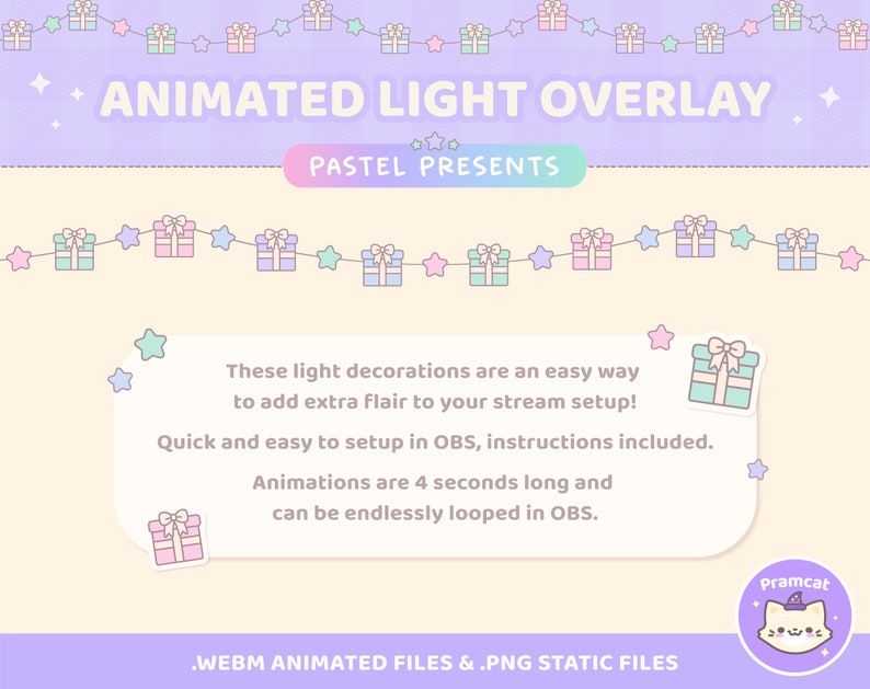 Birthday Animated Lights Twitch Overlay Stream Decoration Pastel Kawaii ...