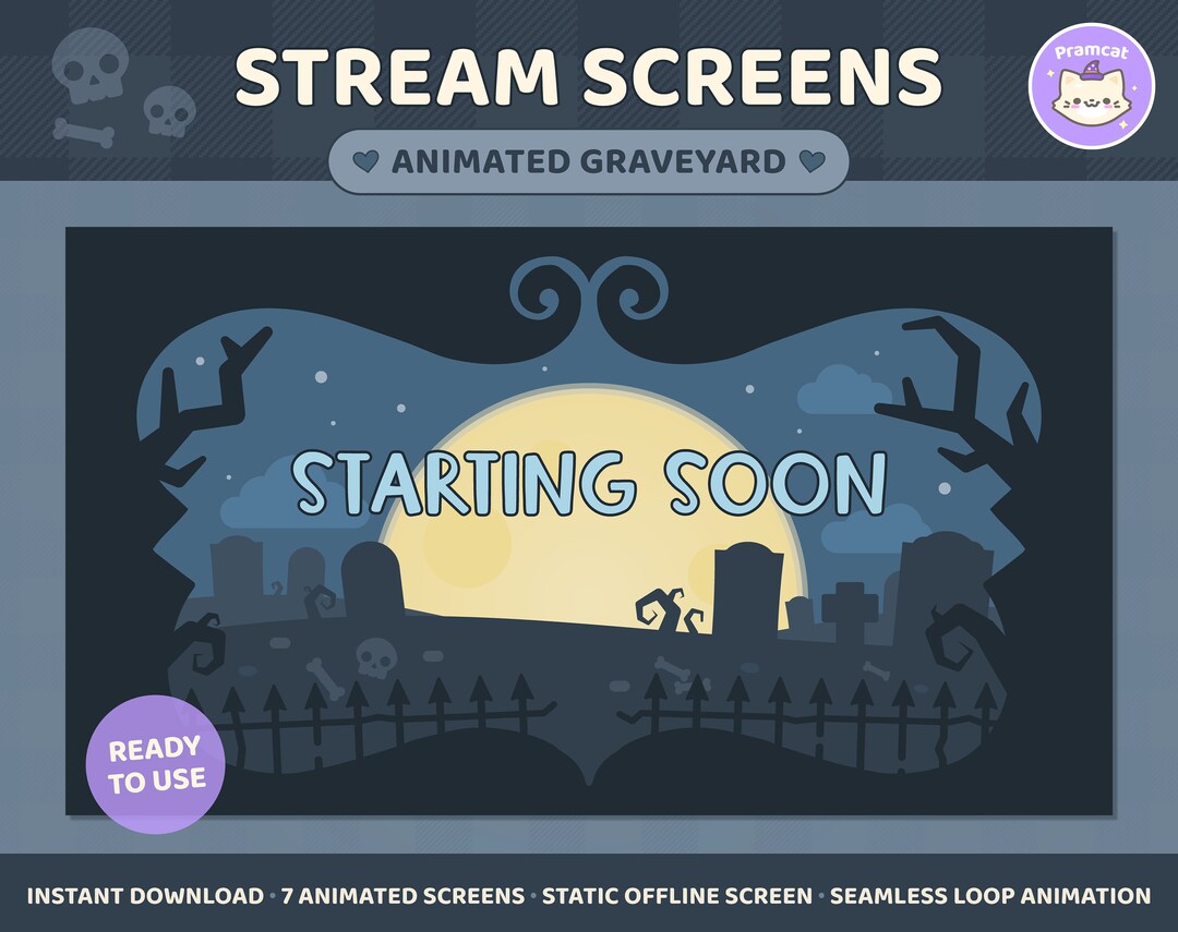 Halloween Animated Stream Screens, Twitch Overlay, Gothic Graveyard ...