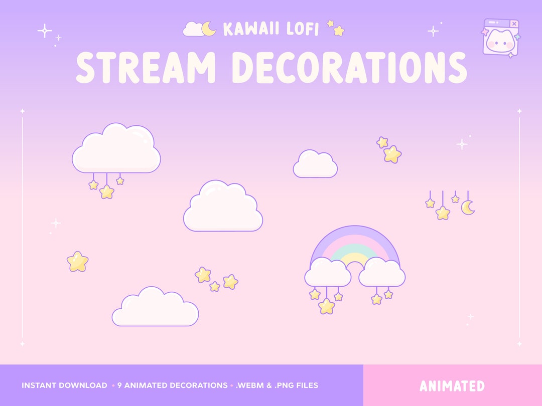 Celestial Stream Decorations, Twitch Overlay Animated, Stars Cloud ...