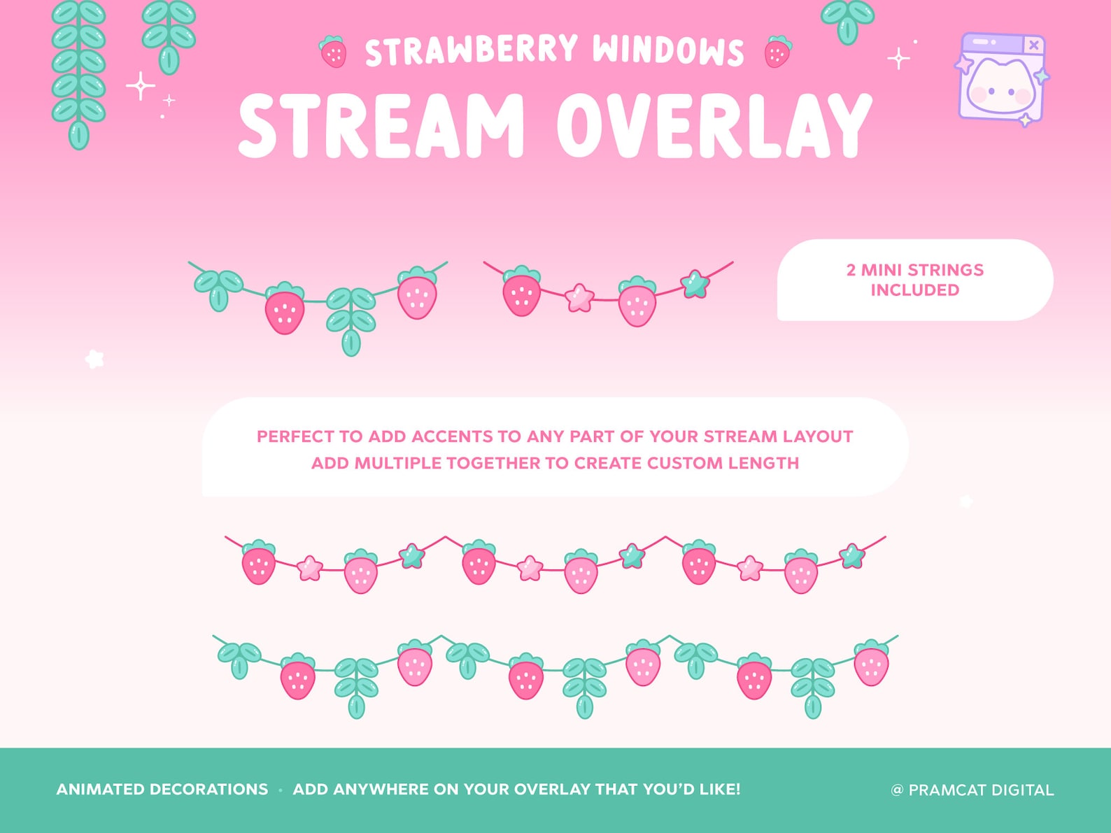Strawberry Twitch Overlay Animated Customizable Layout Just Chatting ...