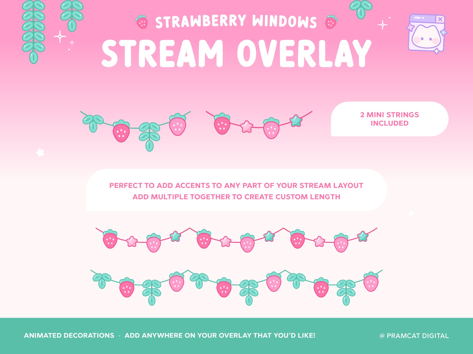 Strawberry Twitch Overlay Animated Customizable Layout Just Chatting ...
