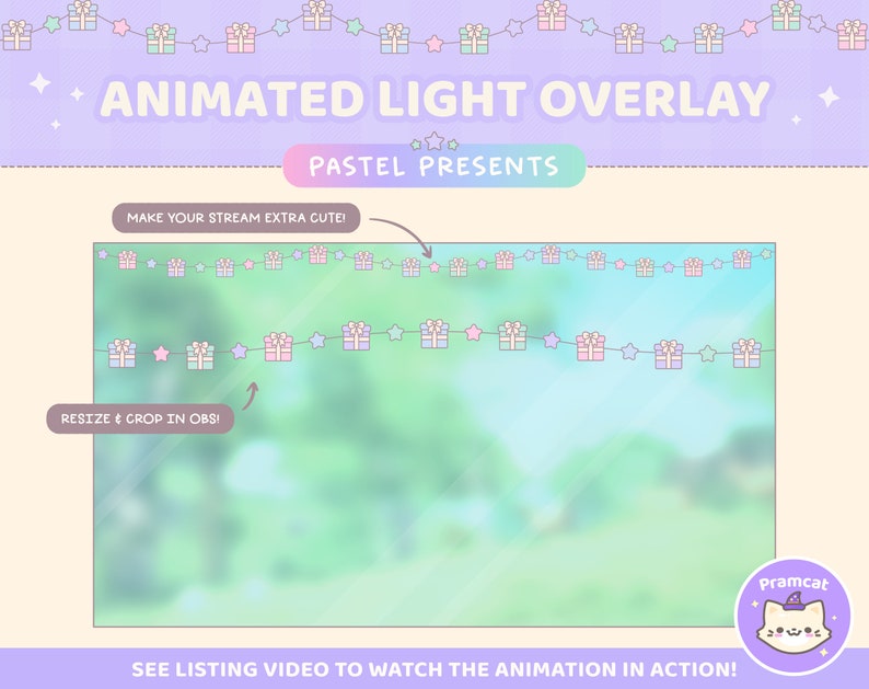 Birthday Animated Lights Twitch Overlay Stream Decoration Pastel Kawaii ...