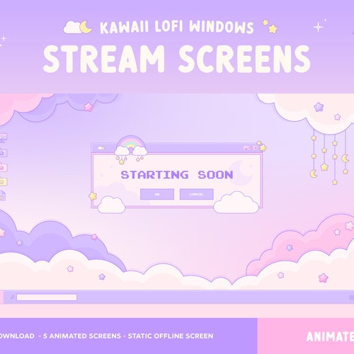 Twitch Overlay Lunar Lofi Screens Animated Aesthetic - Etsy