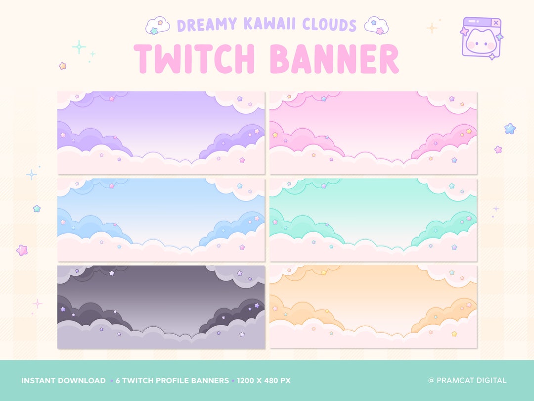 Twitch Banner X6 Profile Background Kawaii Cute Pastel - Etsy