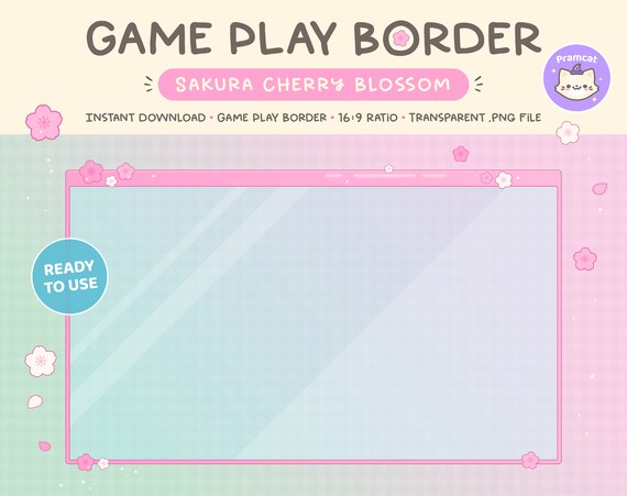 Twitch Overlay Game Play Border Sakura Cherry Blossom - Etsy