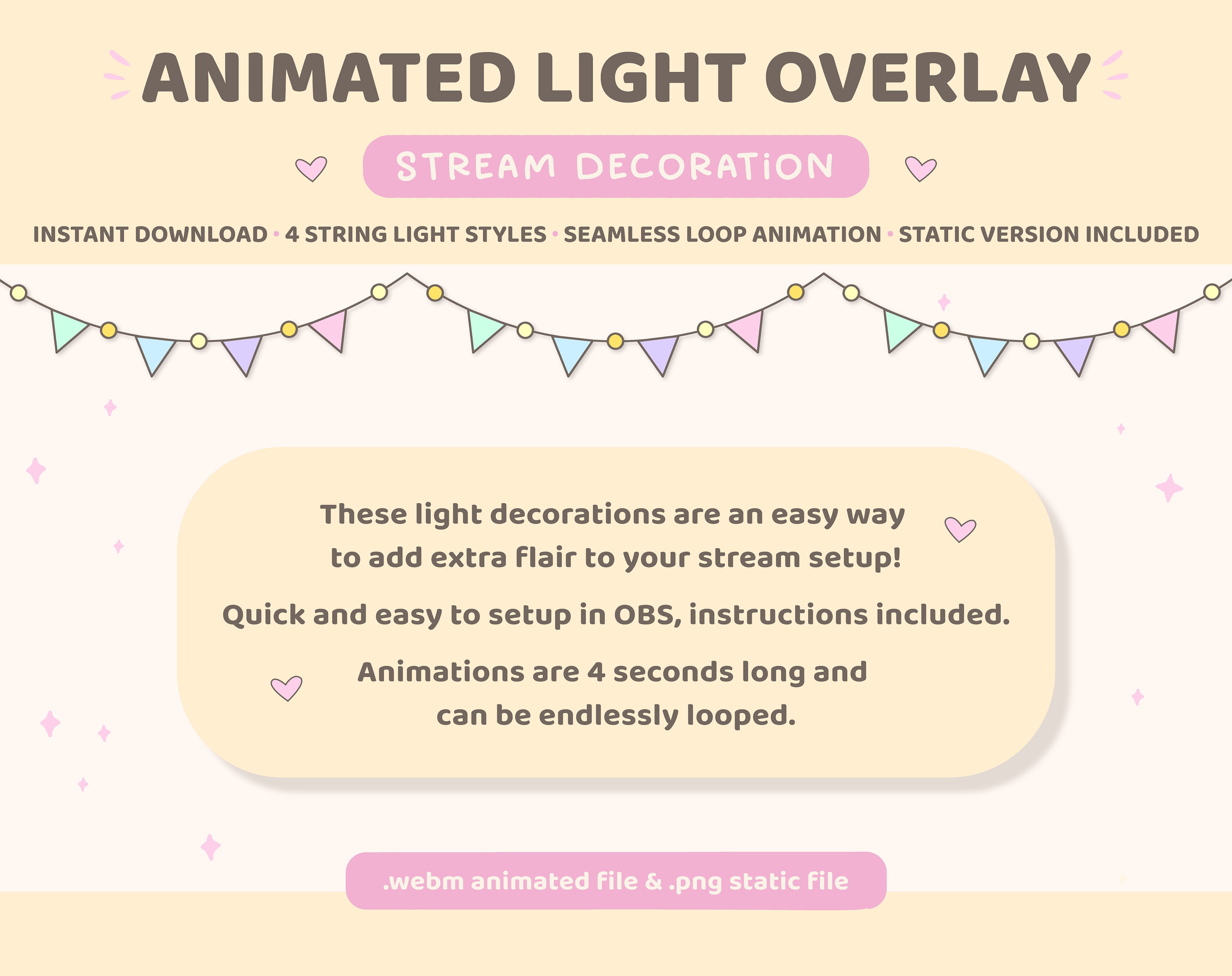 Twitch Overlay Animated String Light Stream Decoration - Etsy Canada