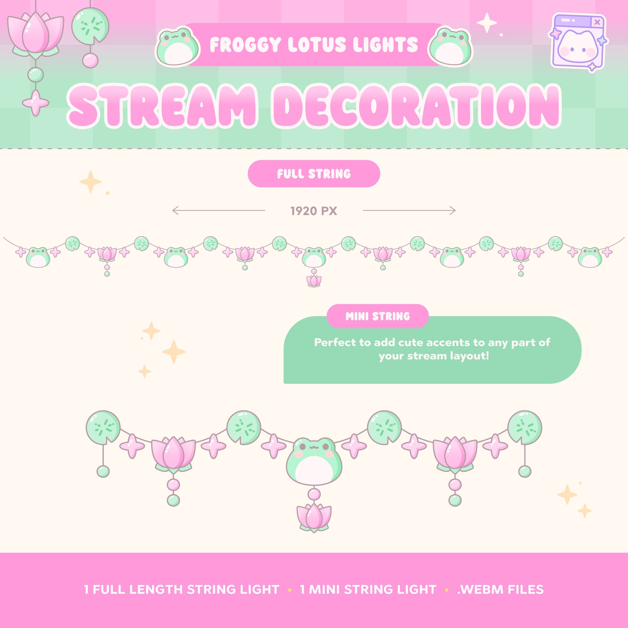 Froggy Lotus Twitch Overlay Stream Decoration, Cottagecore Animated ...