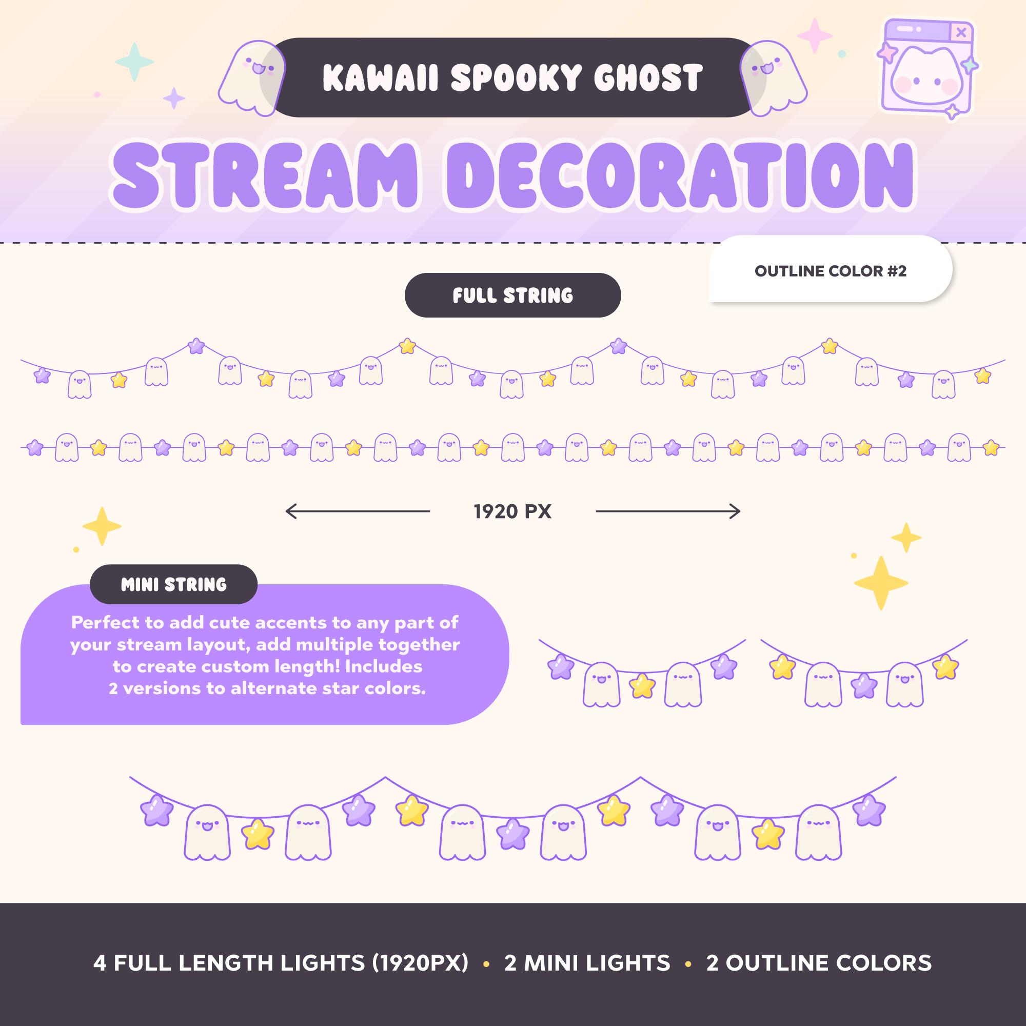 Halloween Twitch Overlay, Spooky Ghost Animated String Light Stream ...
