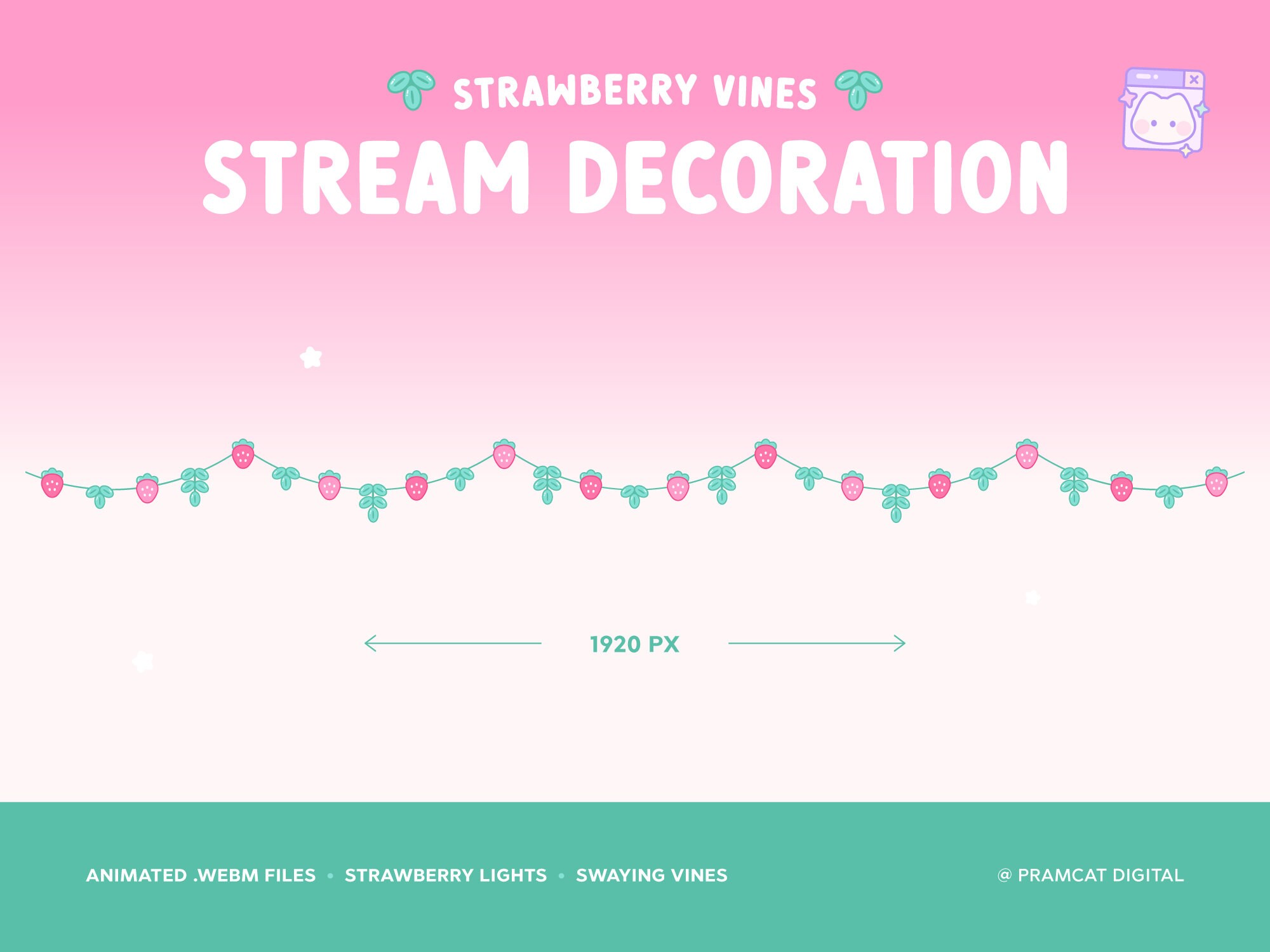 Strawberry Plant Twitch Overlay, Animated Stream Decorations Vine Leaf ...